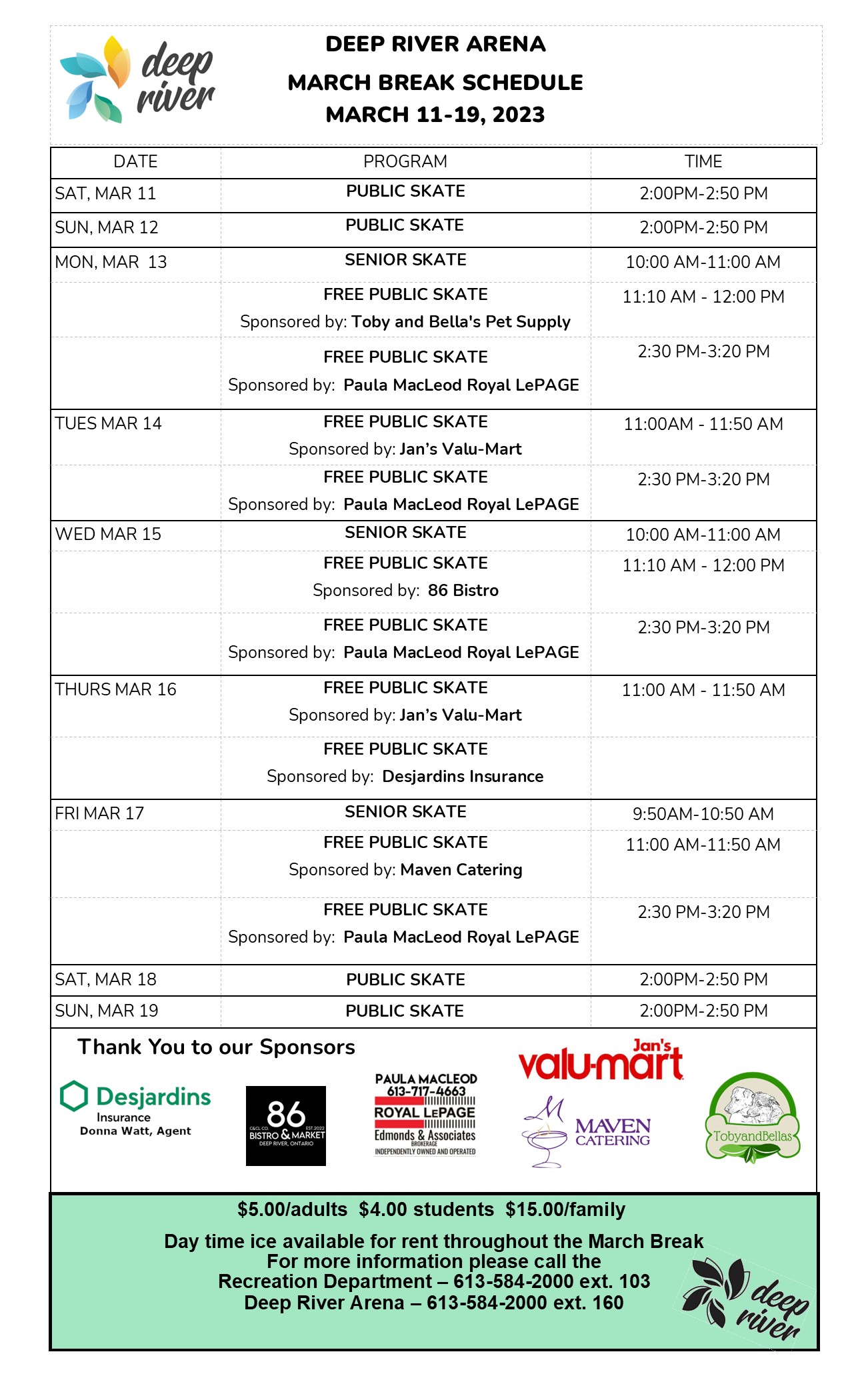 Deep River Arena - Recreation & Facilities - Departments - The Town of ...