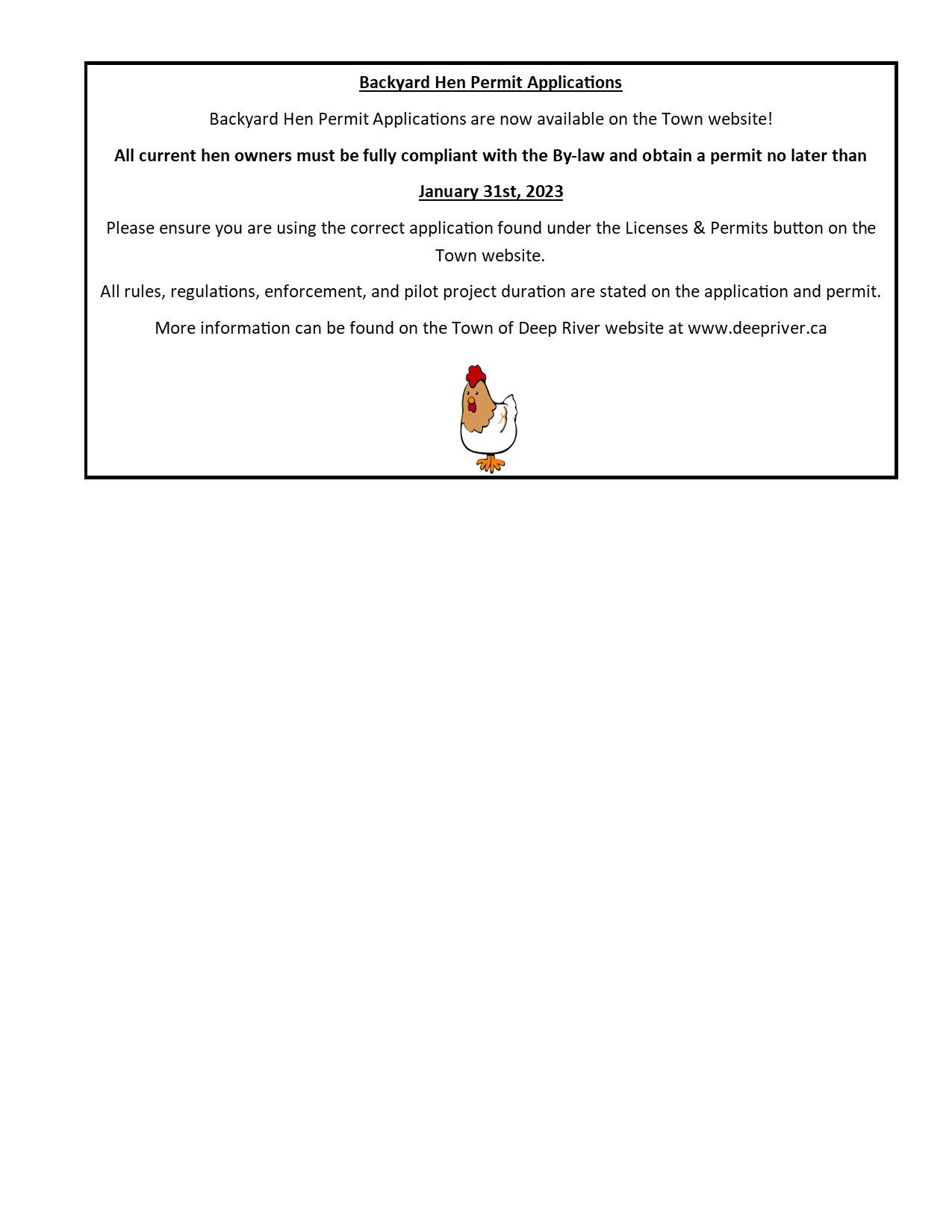Backyard Hen Permit - Licenses & Permits - Residents - The Town of Deep ...